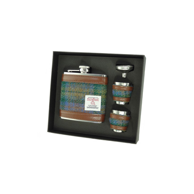 Harris Tweed Hip Flask Gift Set Glen Appin Hip Flask 6oz Harris Tweed ...